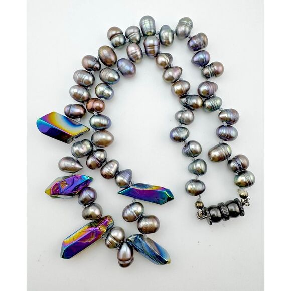 Estate | Jewelry | Peacock Pearl Baroque Mob Wife Necklace Titanium ...